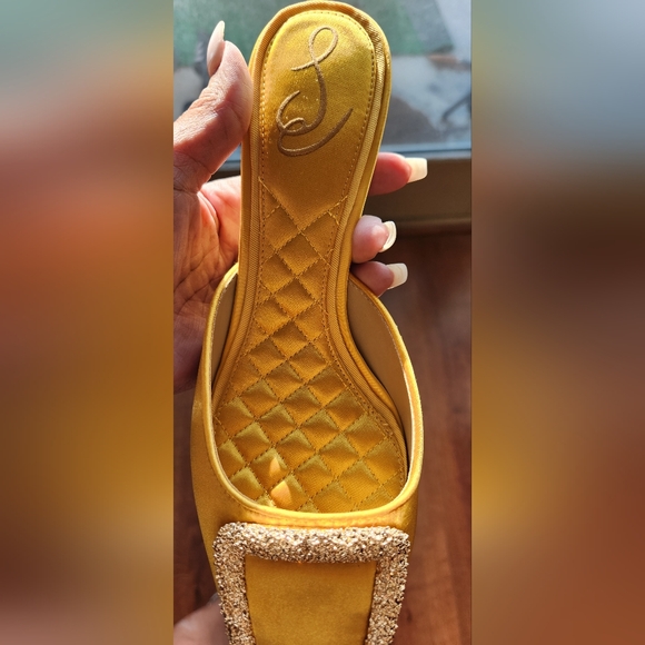 Sam Edelman | Shoes | Nwt Sam Edelman Brit Satin Sunflower Slides ...